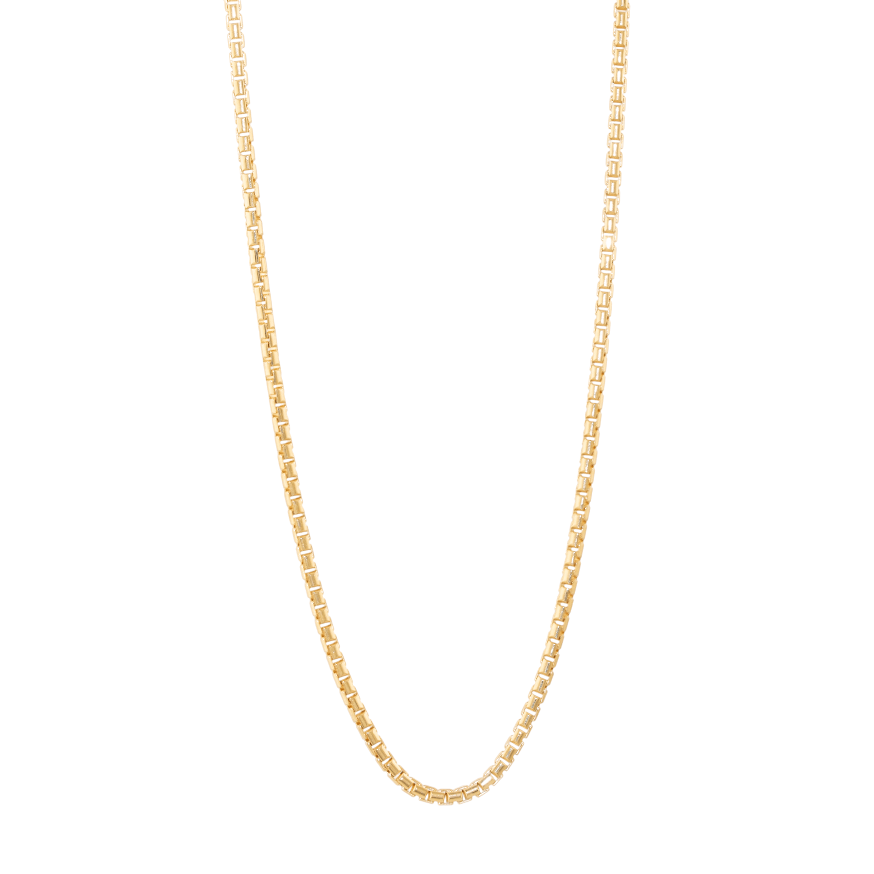 18k Gold x 2mm Rounded Box Link Chain Necklace – Kingdom Jewelry