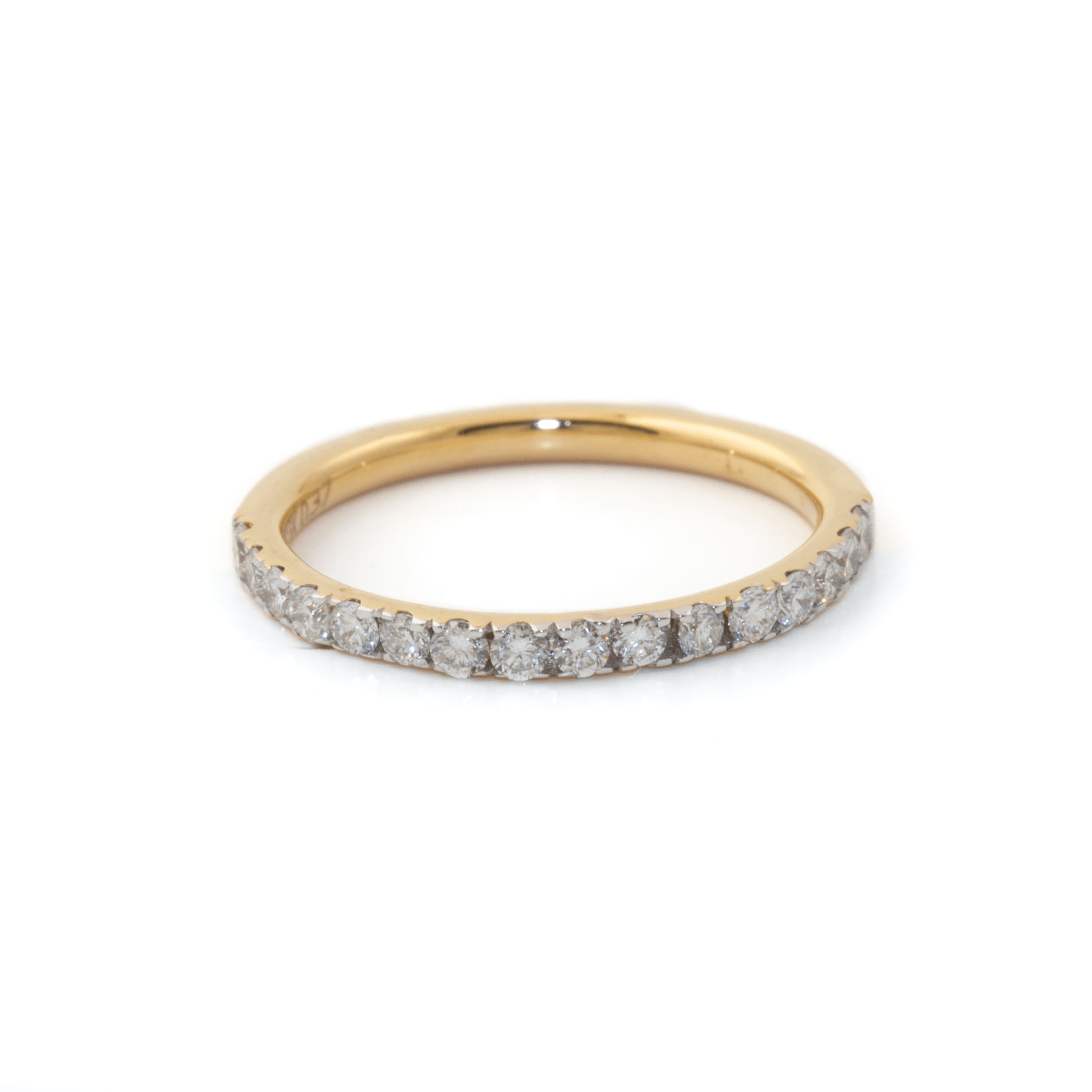 18k Yellow Gold x 2mm Pavé 0.37ctw Lab Diamond VVS+ E Channel Band ...
